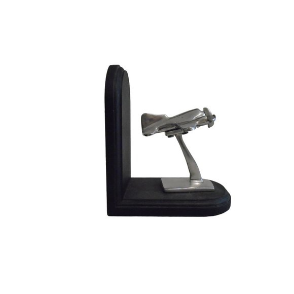 No Brand | Accents | Single Silver Airplane Book End Working Propellers ...